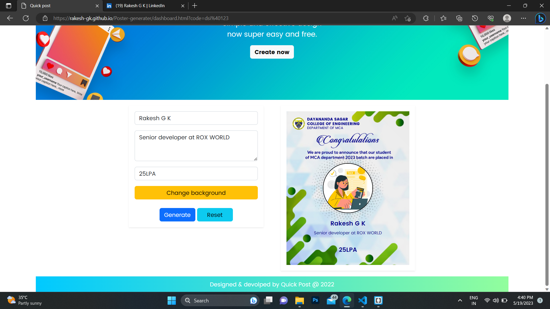 Rakesh G K - Portfolio